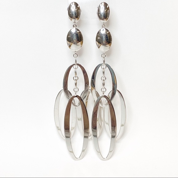 Elle | Jewelry | Elle Sterling Silver Long Oval Earrings | Poshmark